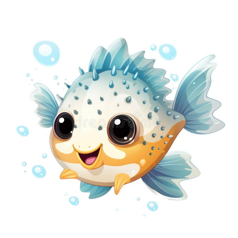 A Cartoon Fish with Big Eyes and a Spiky Tail. Generative AI Image ...
