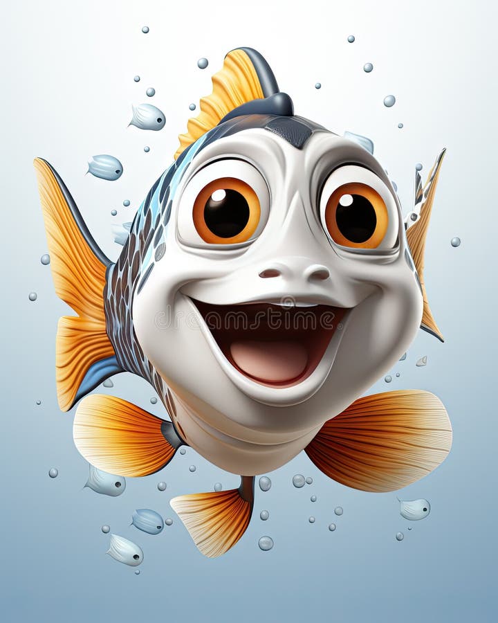 A Cartoon Fish with Big Eyes and a Smile on Its Face. Generative Ai ...