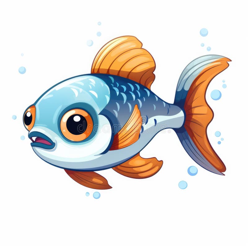 A Cartoon Fish with Big Eyes and a Spiky Tail. Generative AI Image ...