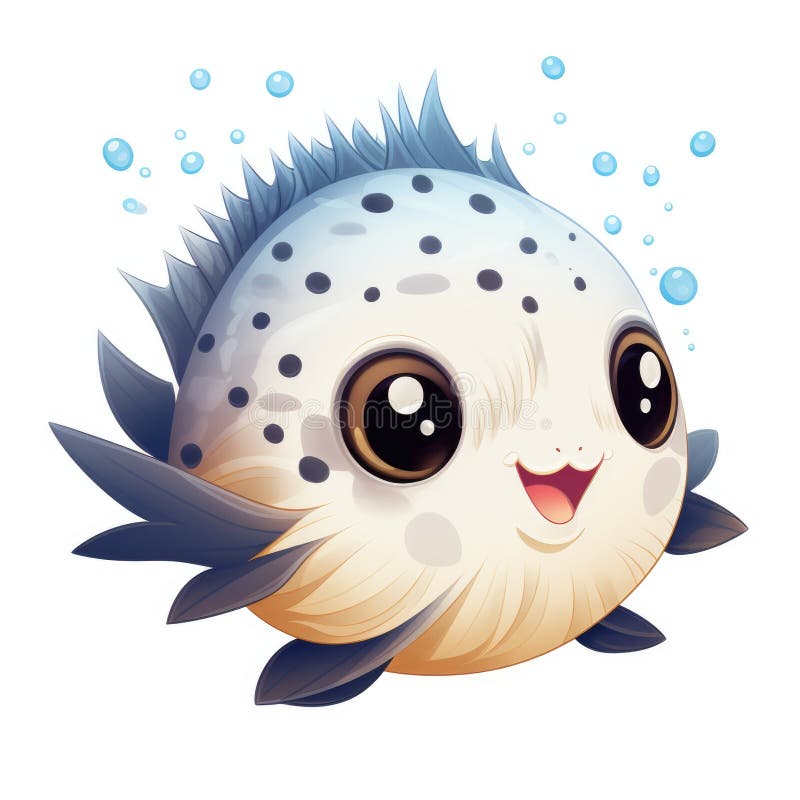 A Cartoon Fish with Big Eyes and a Spiky Tail. Generative AI Image ...