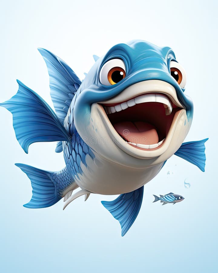A Cartoon Fish with a Big Smile on Its Face and Mouth. Generative Ai ...