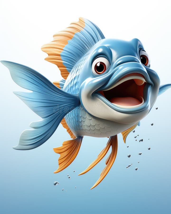 A Cartoon Fish with a Big Smile on Its Face and Mouth. Generative Ai ...