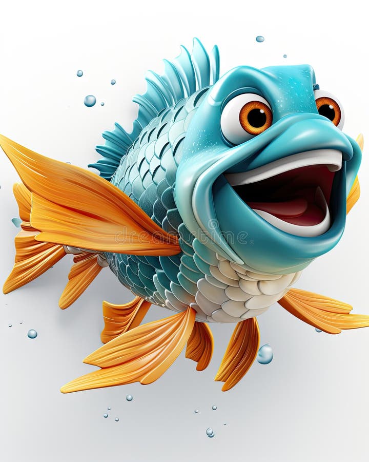 A Cartoon Fish with a Big Smile on Its Face and Mouth. Generative Ai ...