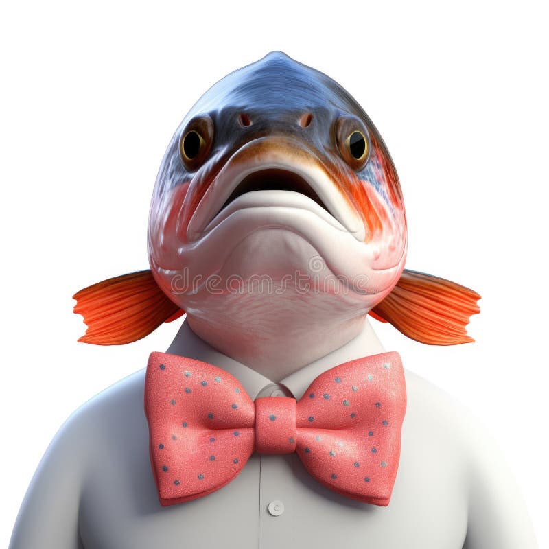A Cartoon Fish with a Bow Tie on. Stock Illustration - Illustration of ...