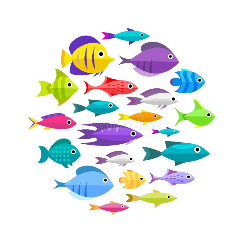 Cartoon Fish Collection Background Stock Vector - Illustration of ...