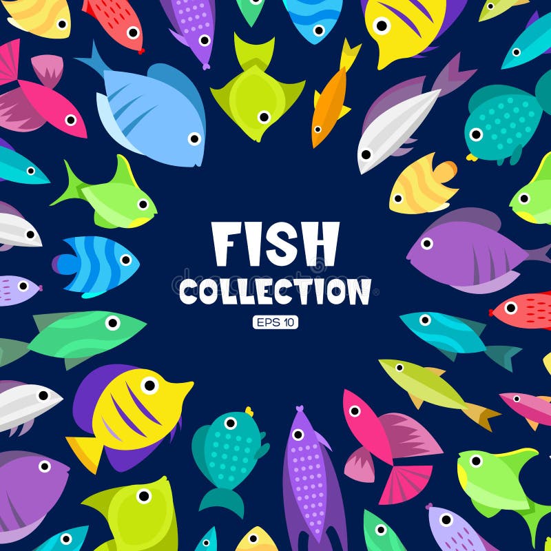 Cartoon Fish Collection Background Stock Vector - Illustration of ...