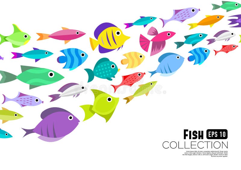 Cartoon Fish Collection Background Stock Vector - Illustration of ...