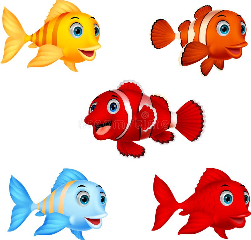 Cartoon Fish Collection Set Stock Vector - Illustration of golden ...