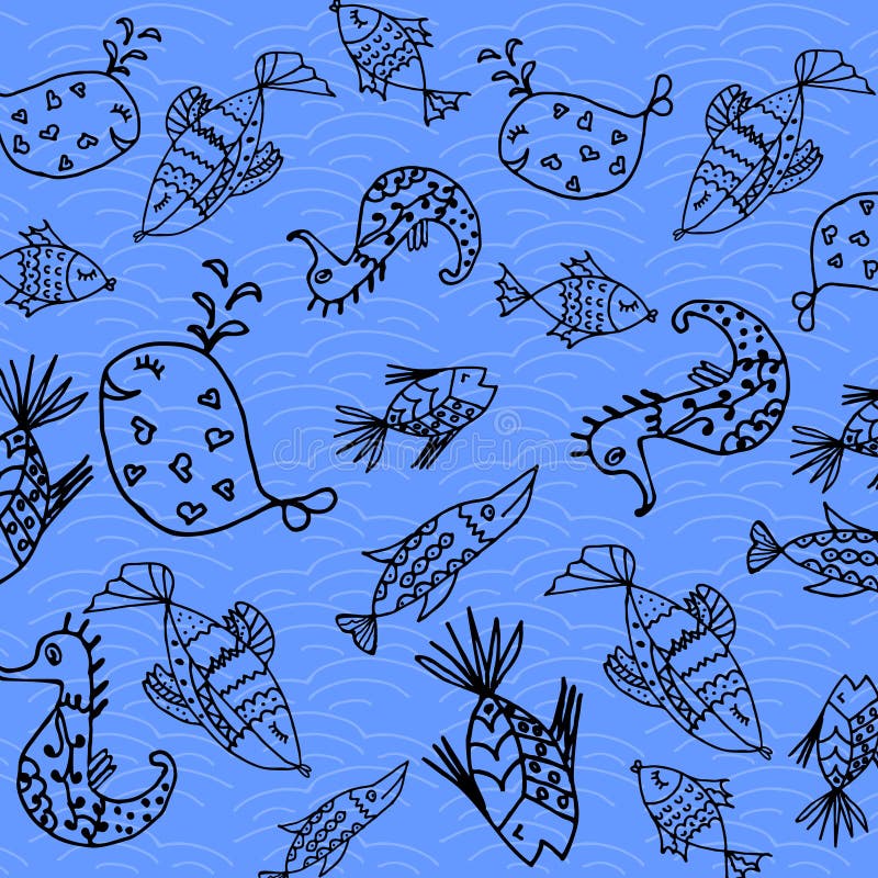 Cartoon fish pattern stock vector. Illustration of ocean - 49840515