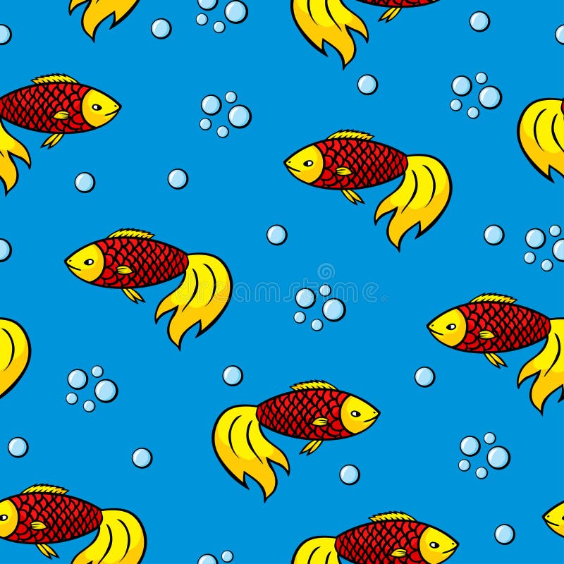 Cartoon Fish Pattern Seamless Stock Vector - Illustration of seamless ...