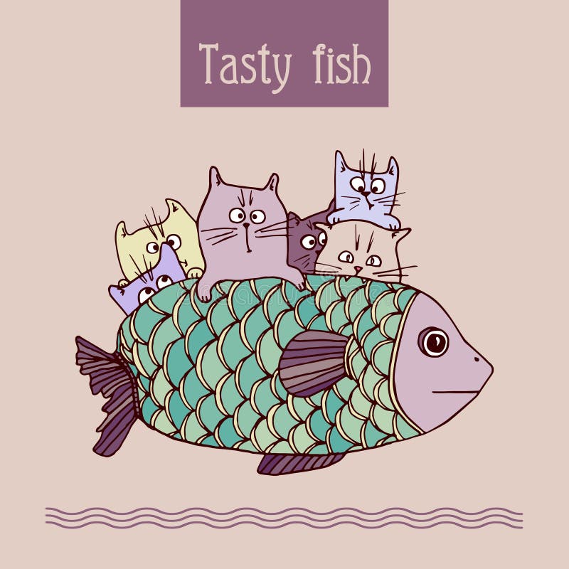 Cartoon fish on a plate stock vector. Illustration of diet - 70408246