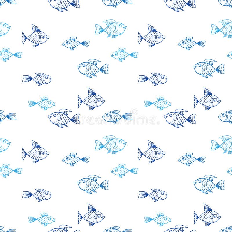 Cartoon Fish Seamless Pattern Stock Vector - Illustration of funny ...