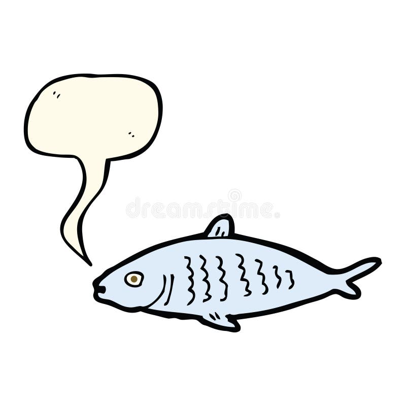 Cartoon Fish with Speech Bubble Stock Illustration - Illustration of ...