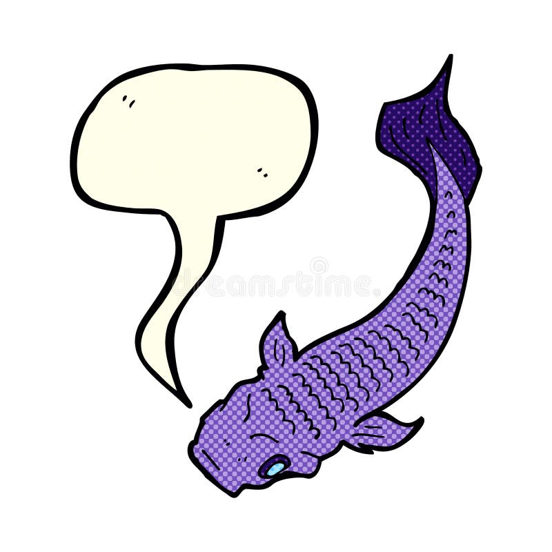 Cartoon Fish with Speech Bubble Stock Illustration - Illustration of ...