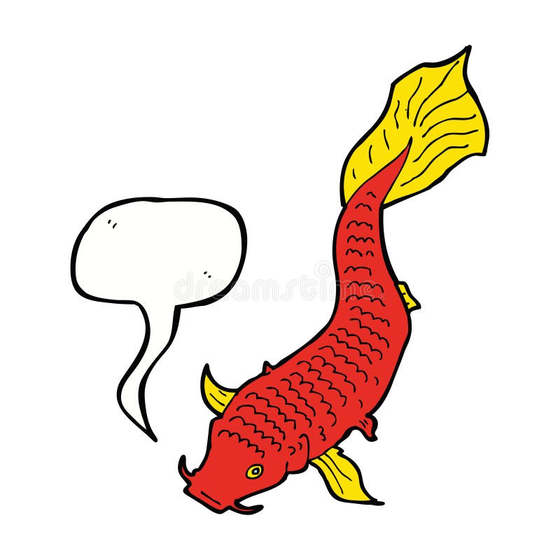 Cartoon Fish with Speech Bubble Stock Illustration - Illustration of ...