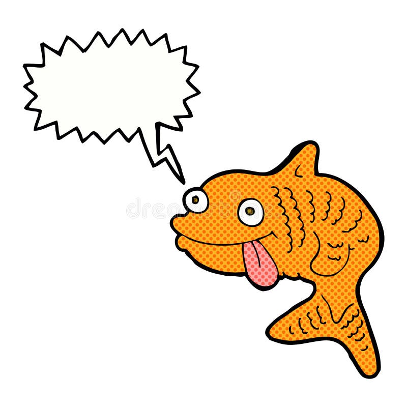 Cartoon Fish with Speech Bubble Stock Illustration - Illustration of ...