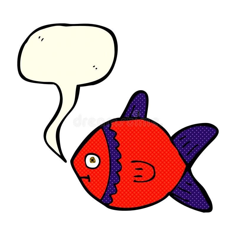 Cartoon Fish with Speech Bubble Stock Illustration - Illustration of ...
