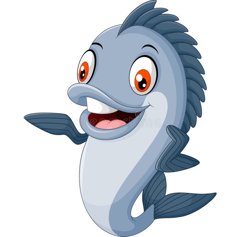 Cartoon fish waving stock vector. Illustration of ocean - 70109555