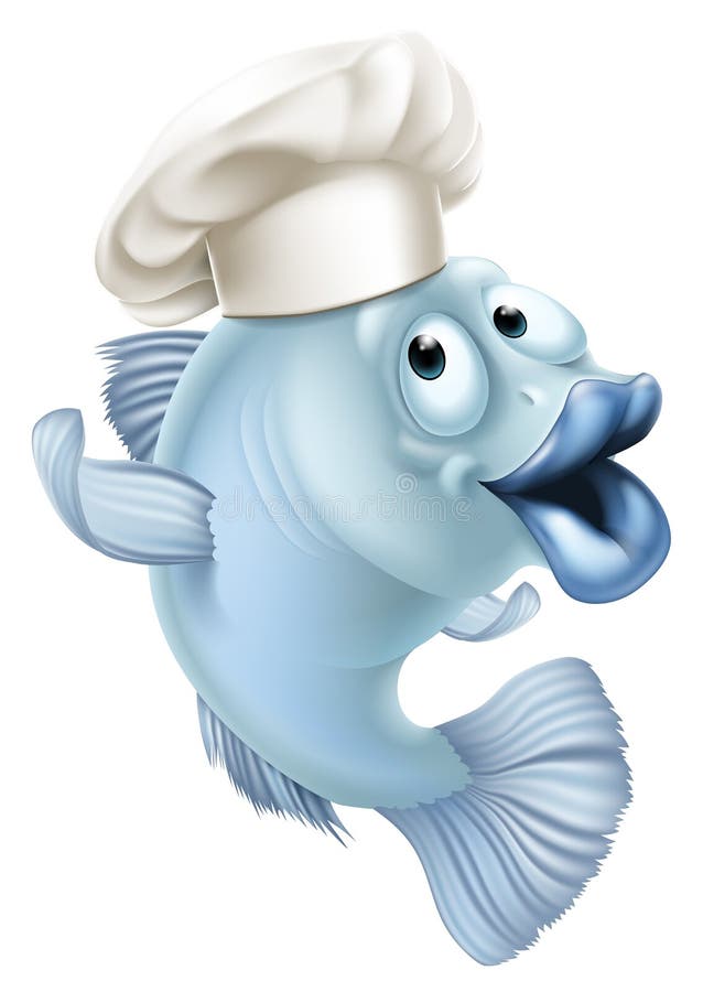 Cartoon Fish Wearing a Chef Hat Stock Vector - Illustration of blue ...