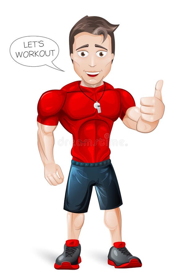 Cartoon Fitness Coach - stock illustration. Illustration of character ...