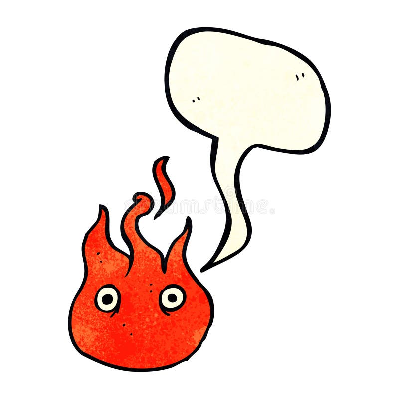 Cartoon Flame Symbol with Speech Bubble Stock Illustration ...