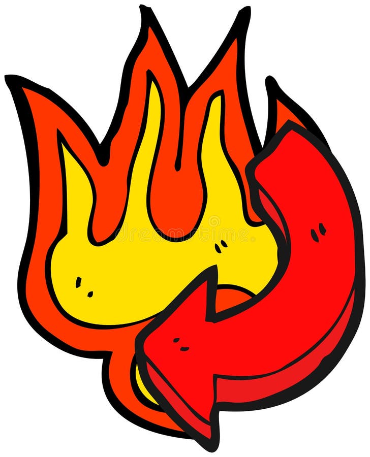 Cartoon flaming arrow sign stock illustration. Illustration of hand ...