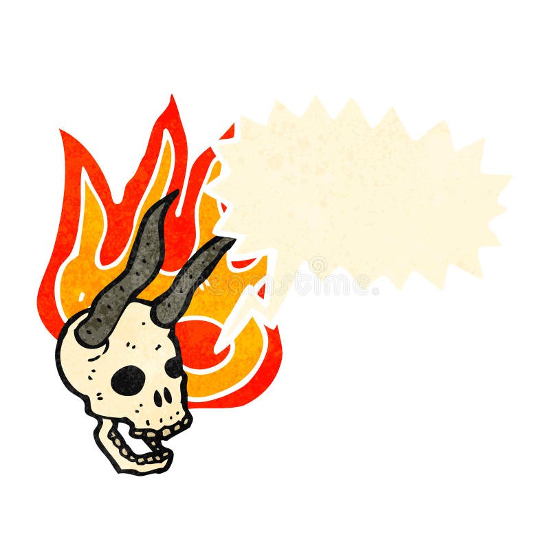 Cartoon Flaming Devil Skull Stock Vector - Illustration of character ...