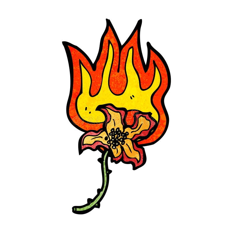 Cartoon flaming flower stock vector. Illustration of textured - 38034342