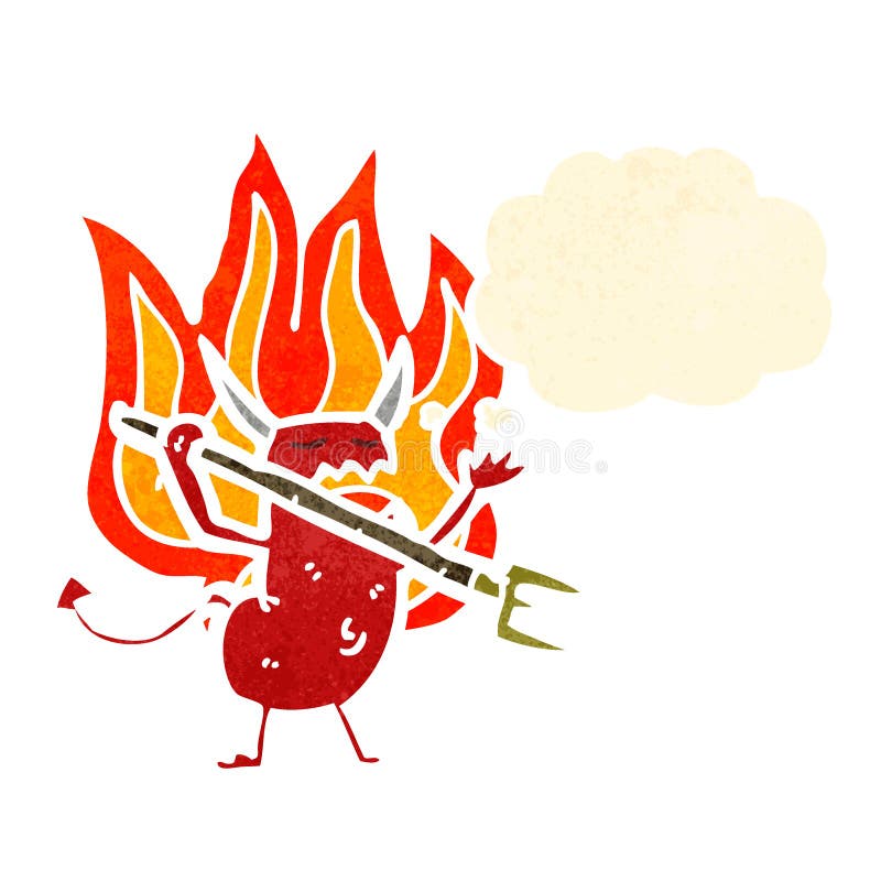 Cartoon Flaming Little Devil Stock Vector - Illustration of cute ...