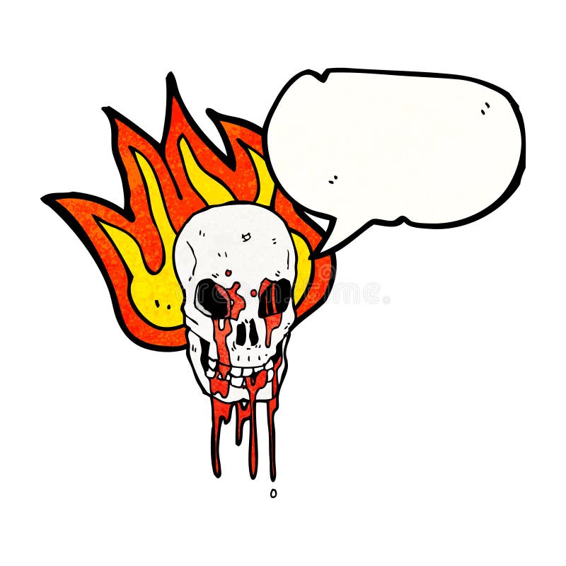 Cartoon flaming skull stock vector. Illustration of retro - 38028109