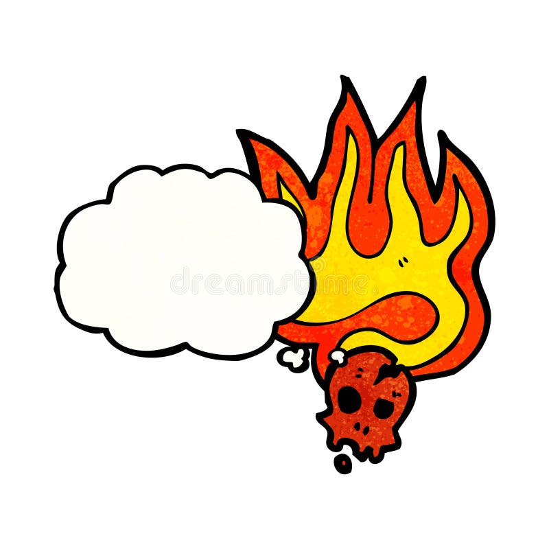 Cartoon flaming skull stock vector. Illustration of texture - 38029346
