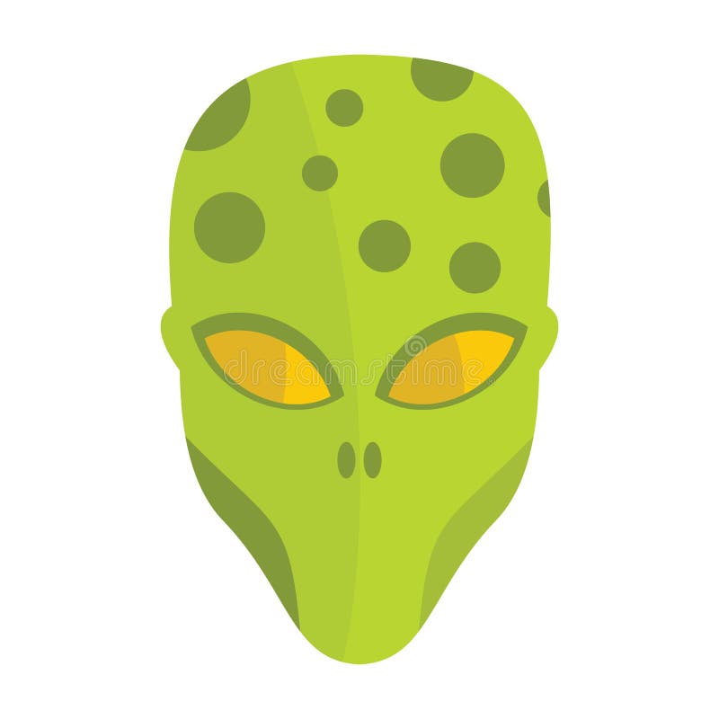 Cartoon Flat Alien Head Isolated on White Background Stock Vector ...