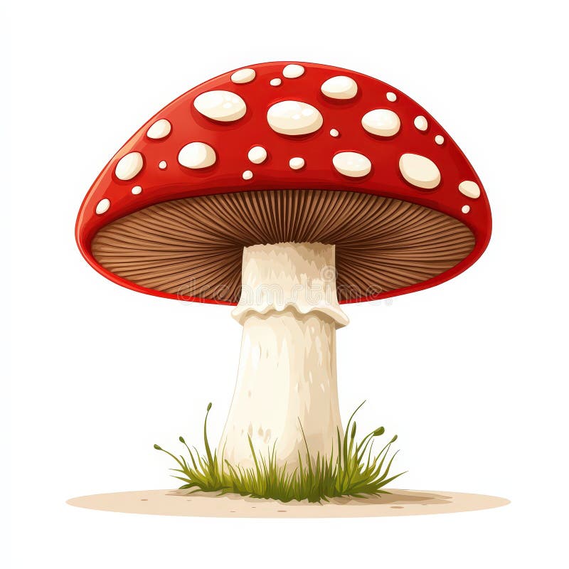 Simple Cartoon Flat Illustration of a Red Mushroom with White Dots ...