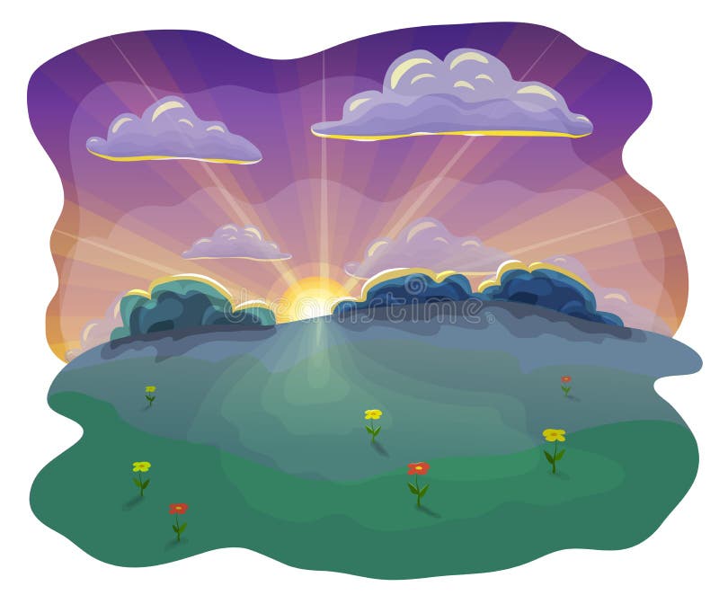 Field Landscape Beautiful Sunset Stock Illustrations – 114,759 Field ...