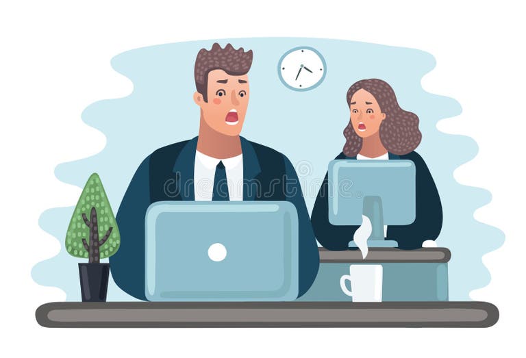 Cartoon Flat Illustration - Problems with the Computer. the Error ...