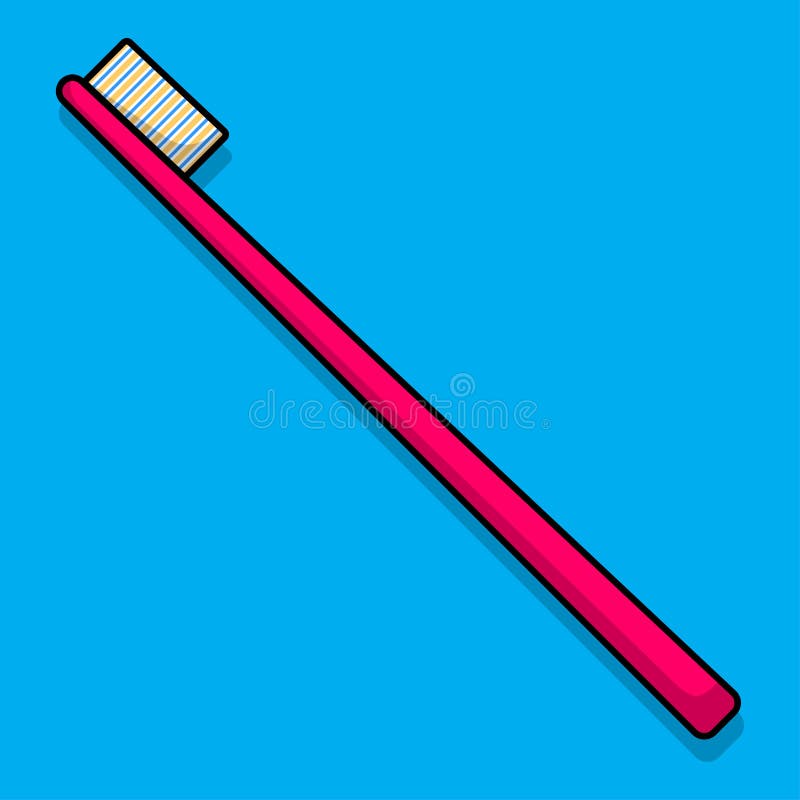 Cartoon Flat Illustration of a Red Toothbrush. Vector Illustration ...
