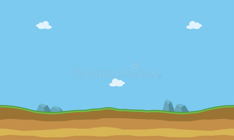 Cartoon Flat Landscape for Game Backgrounds Stock Vector - Illustration ...