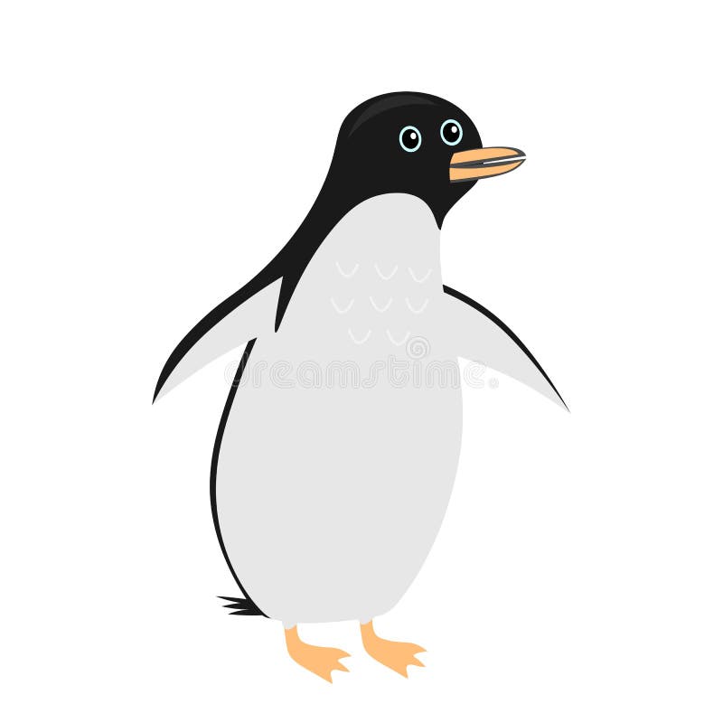 Cartoon Flat Penguin from Side Stock Illustration - Illustration of ...