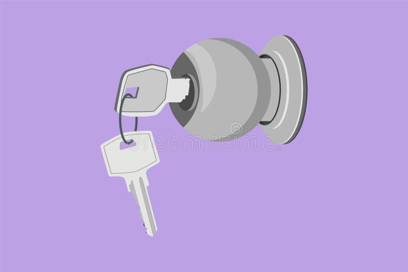 Cartoon Flat Style Drawing of Door Knob Locks with Keys Isolated on ...
