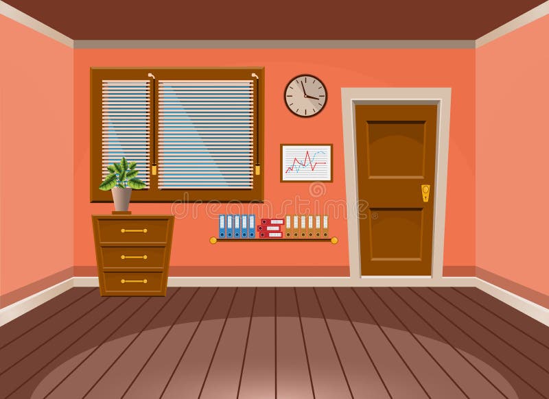 Cartoon Flat Empty Room with a Door in Blue Style Stock Vector ...