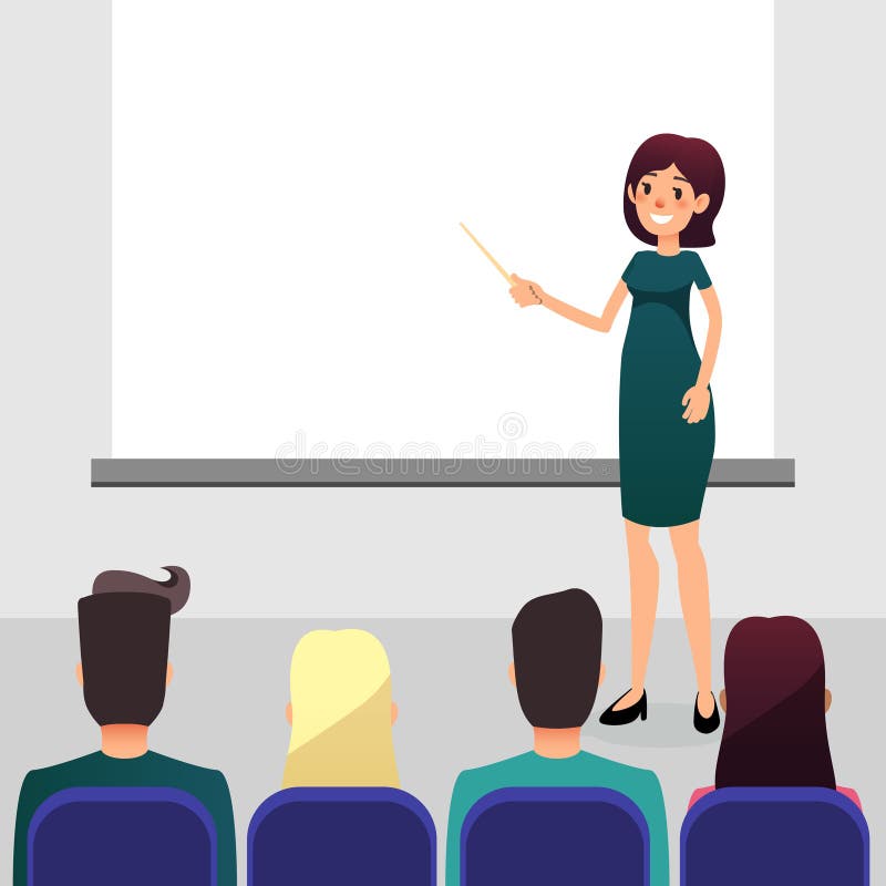 Cartoon Flat Women with Pointer Trains Participants of the Seminar ... Cartoon Flat Women with Pointer Trains Participants of the Seminar ...