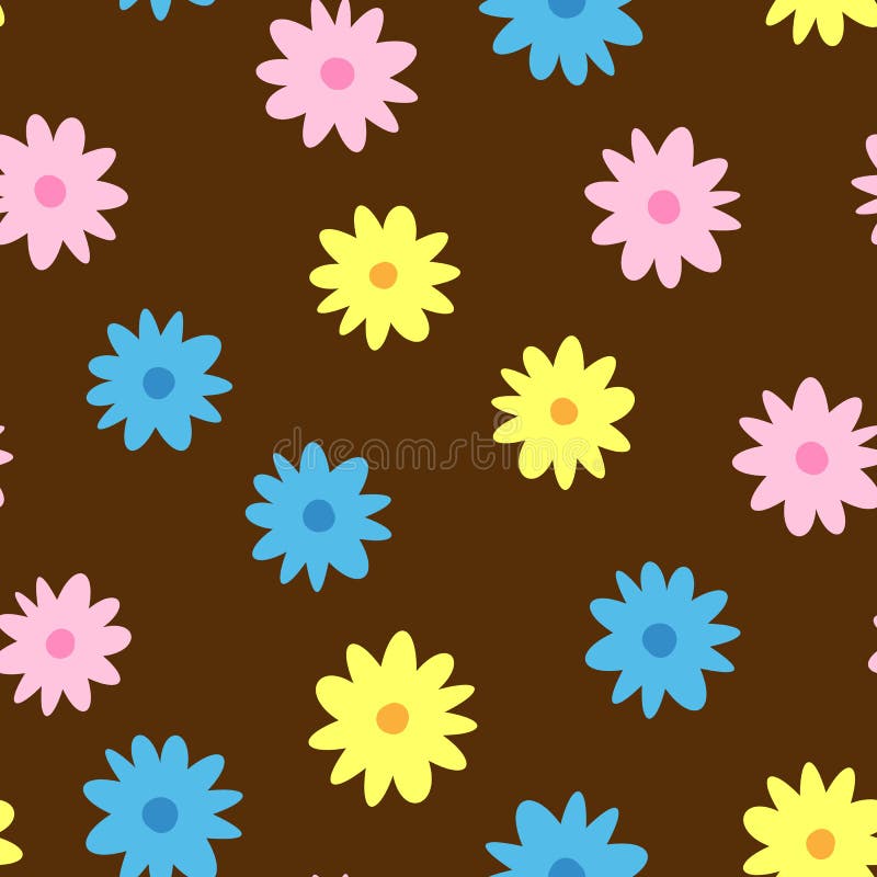 Cartoon Floral Seamless Pattern. Colored Flowers Stock Vector ...