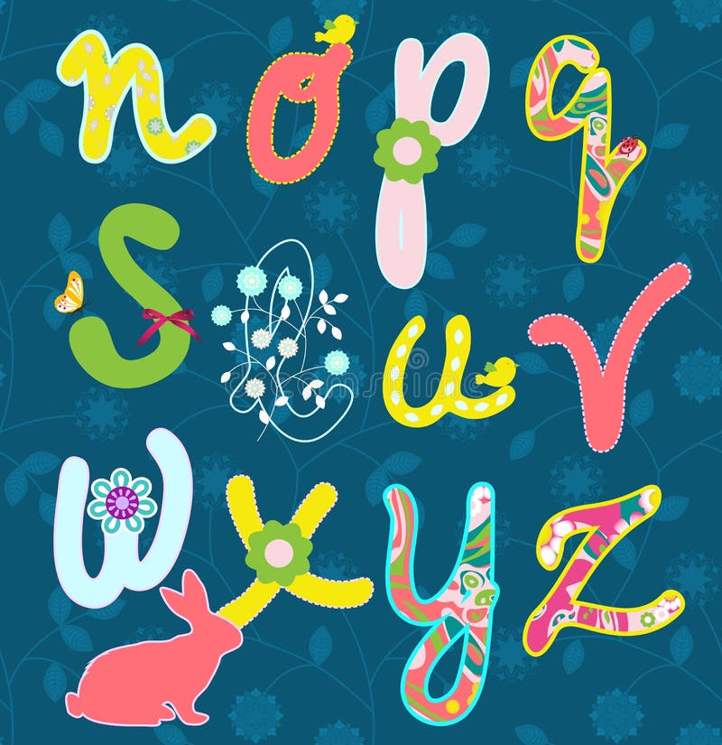 Cartoon flower alphabet stock vector. Illustration of drawn - 181794678