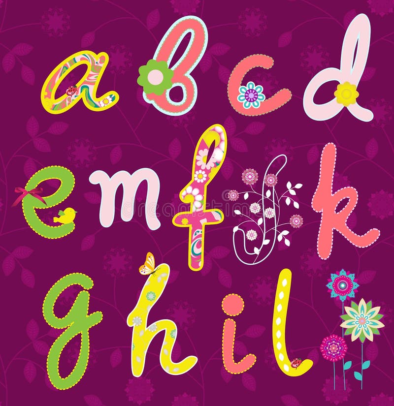 Cartoon flower alphabet stock vector. Illustration of cherry - 181794691