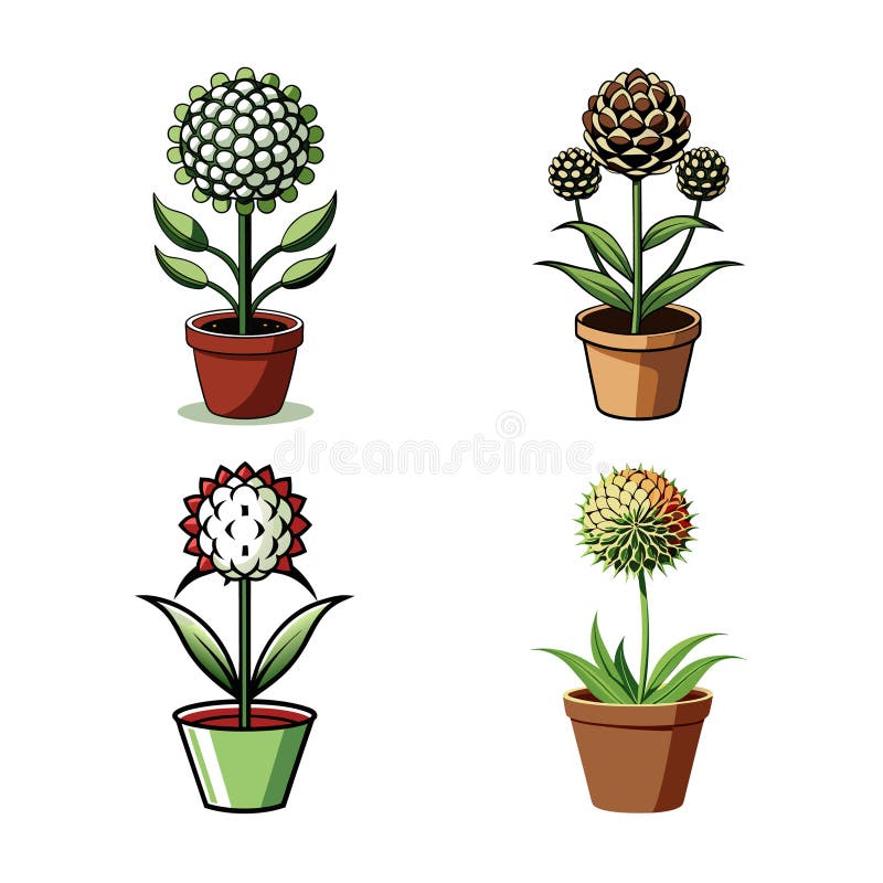 Cartoon Flower in Pot Illustration Stock Vector - Illustration of bloom ...