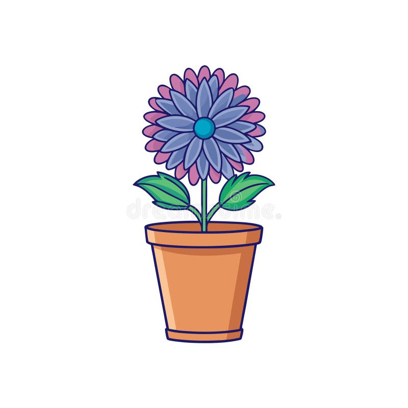 Cartoon Flower in Pot, Vector Illustration Stock Illustration ...