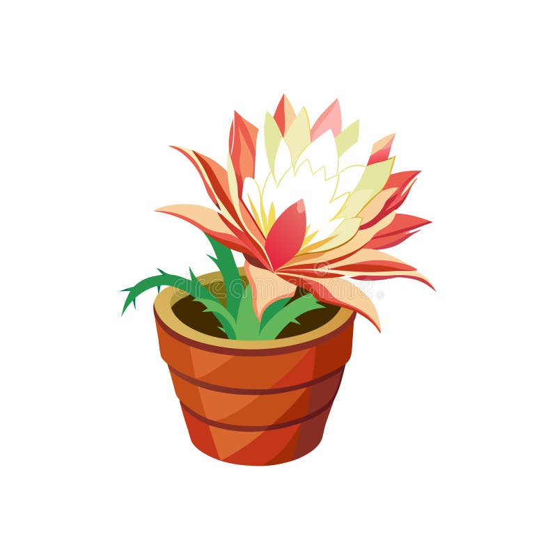 Cartoon Flower in Pot Vector Illustration Stock Image - Illustration of ...