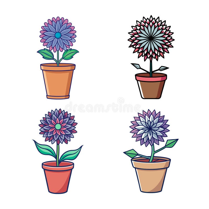 Cartoon Flower in Pot, Vector Illustration Stock Vector - Illustration ...