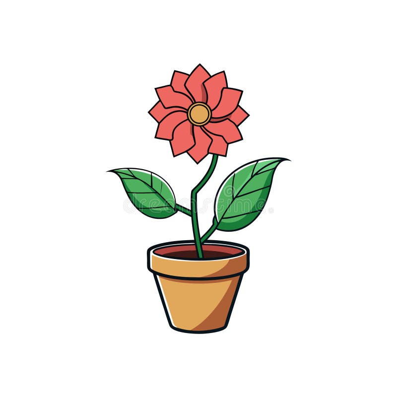 Cartoon Flower in Pot Vector Illustration Stock Illustration ...