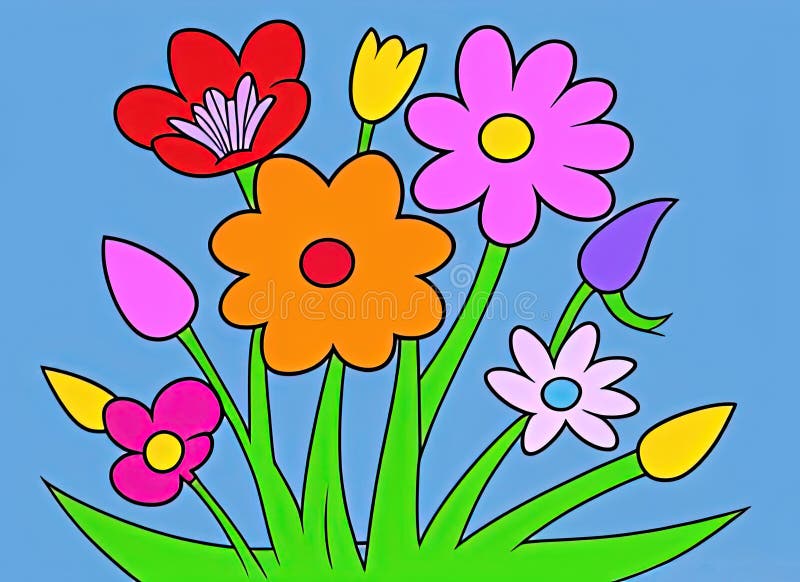 Cartoon flowers. stock illustration. Illustration of plant - 277410854
